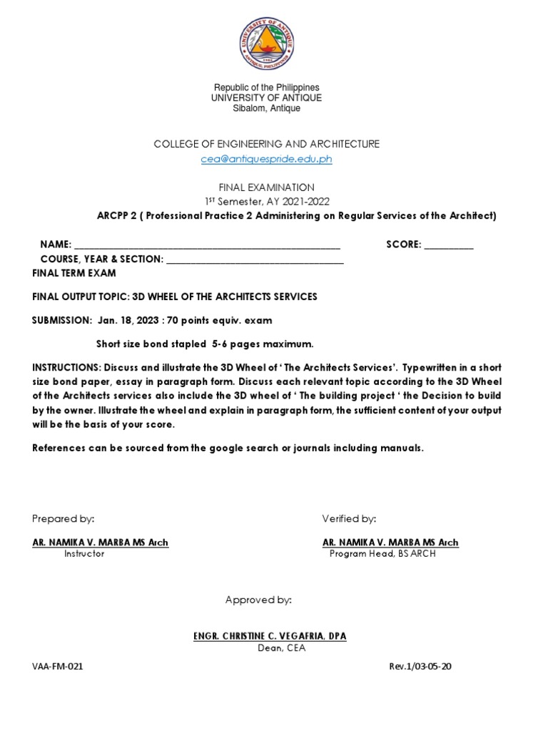 Arcpp 2 Final Exam 2022 | PDF