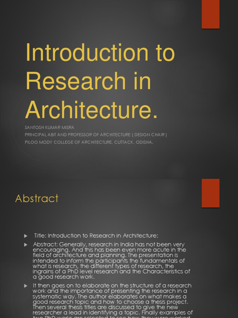 Introduction To Research in Architecture | PDF