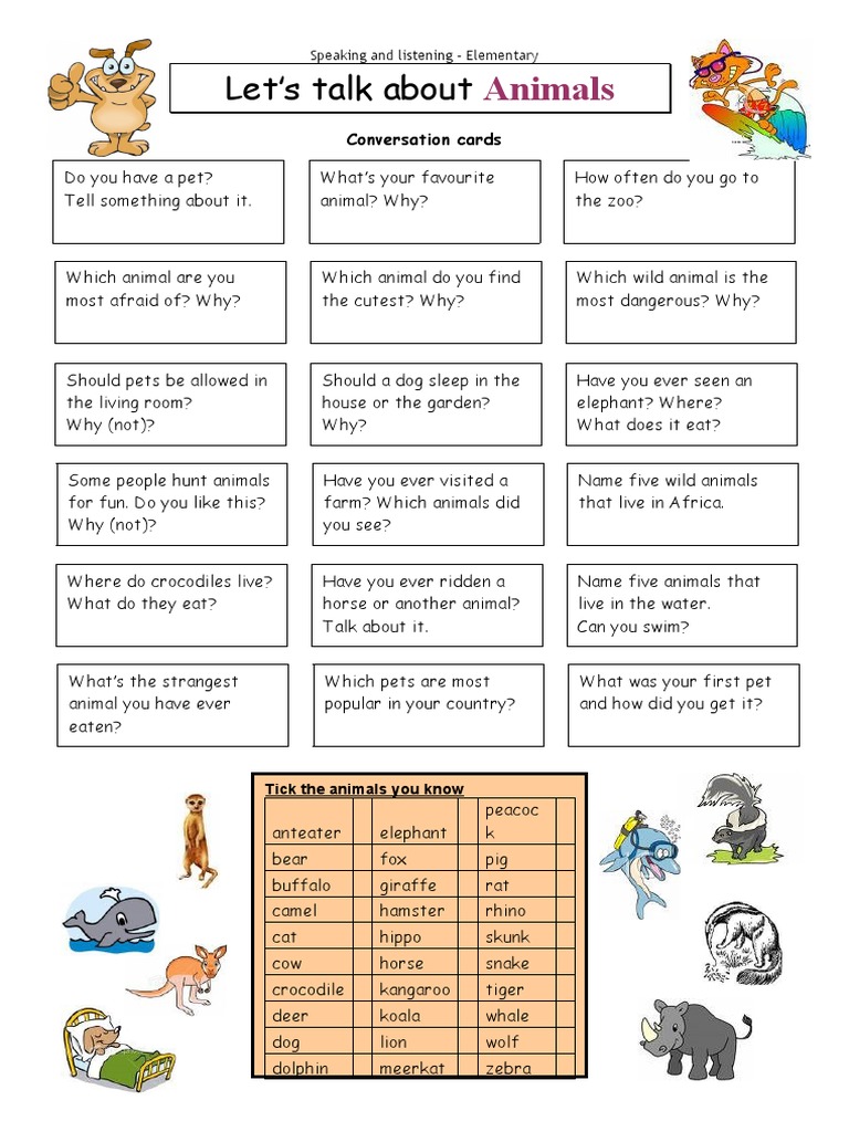 Lets Talk About Animals Fun Activities Games - 799 | PDF | Mammals ...