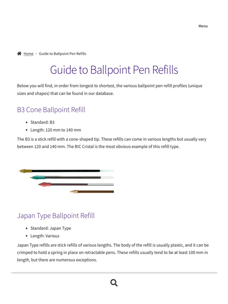 Guide To Ballpoint Pen Refills - The Pen Refill Guide | PDF | Office ...