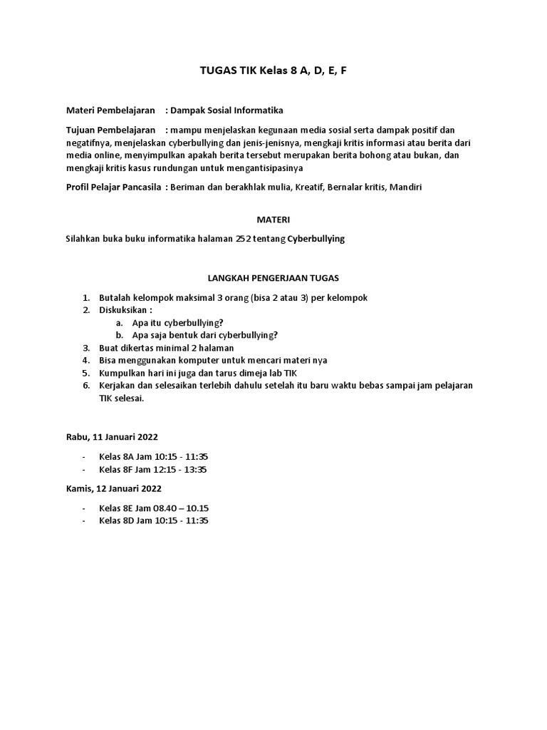 LKPD TIK Kelas 8 Minggu 3 | PDF