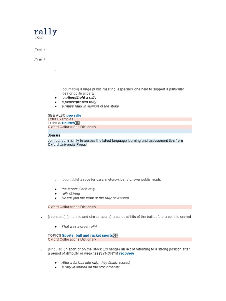Rally Definition and Types | PDF | Seam (Sewing) | English Language