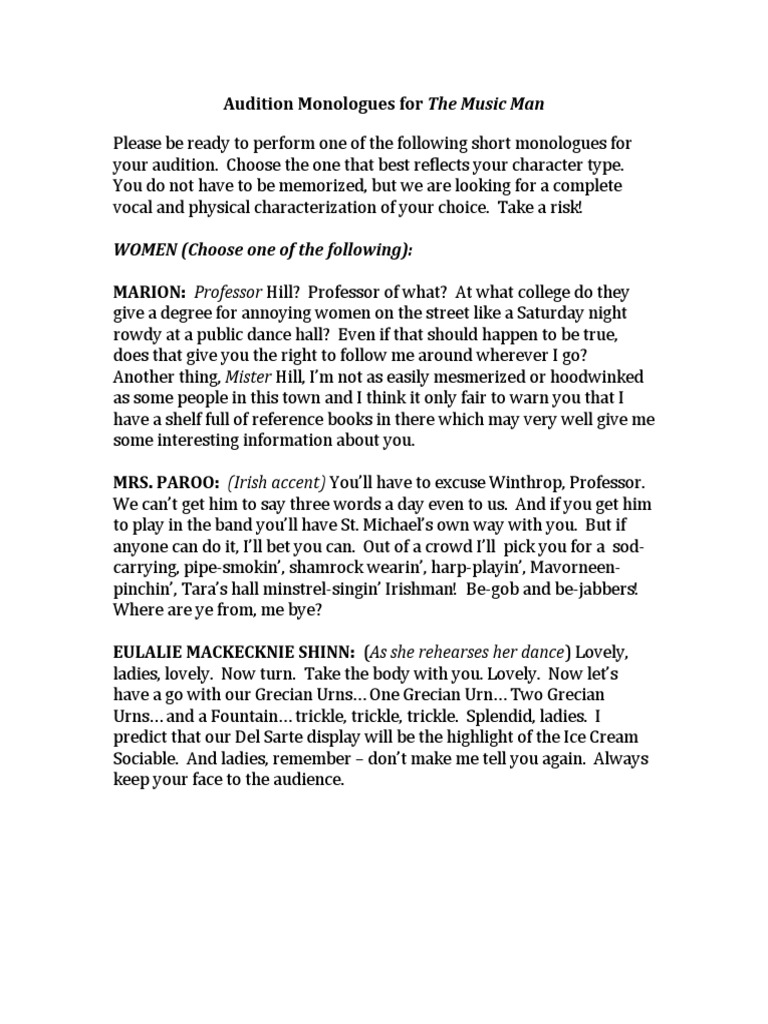 Audition Monologues For The | PDF