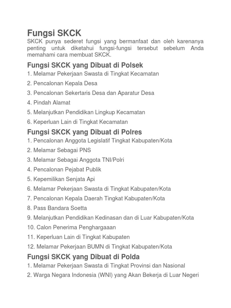 Fungsi SKCK Dan Syarat Membuat SKCK | PDF