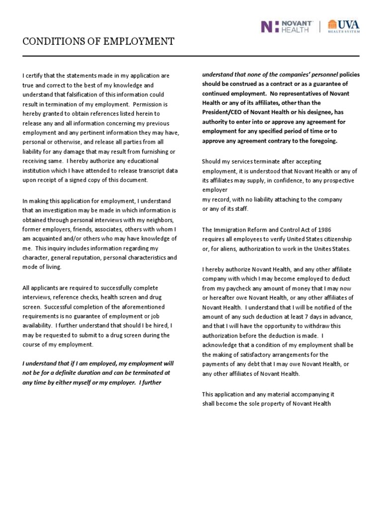 Conditions of Employment | PDF