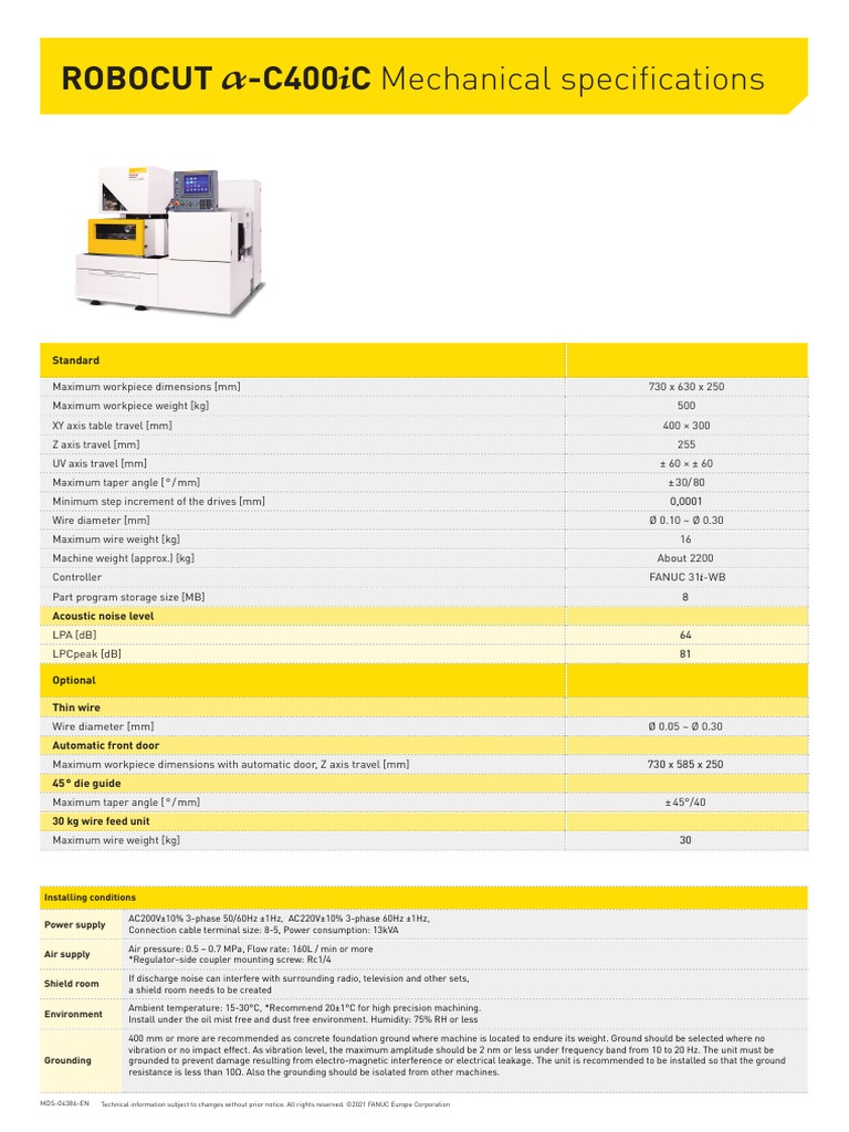 Datasheet Robocut A C400ic EN | PDF | Decibel | Wire