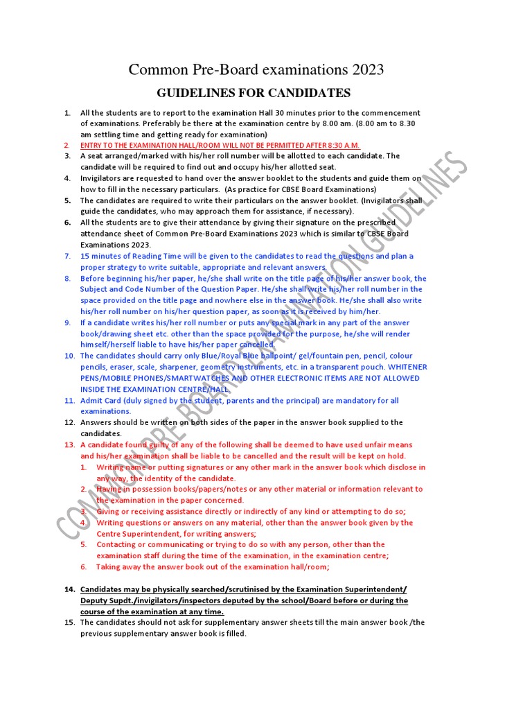 General Guidelines For CPBE-2023 | PDF