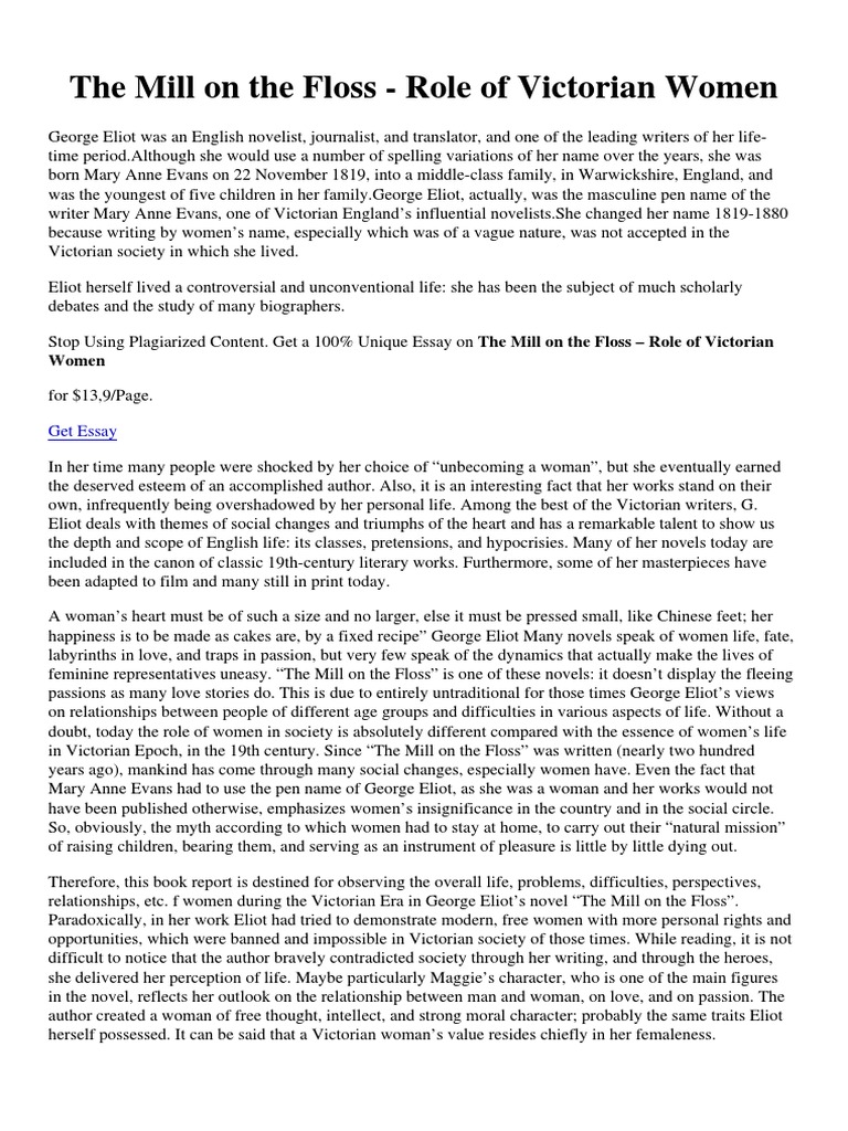 The Mill On The Floss - Role of Victorian Women | Download Free PDF ...