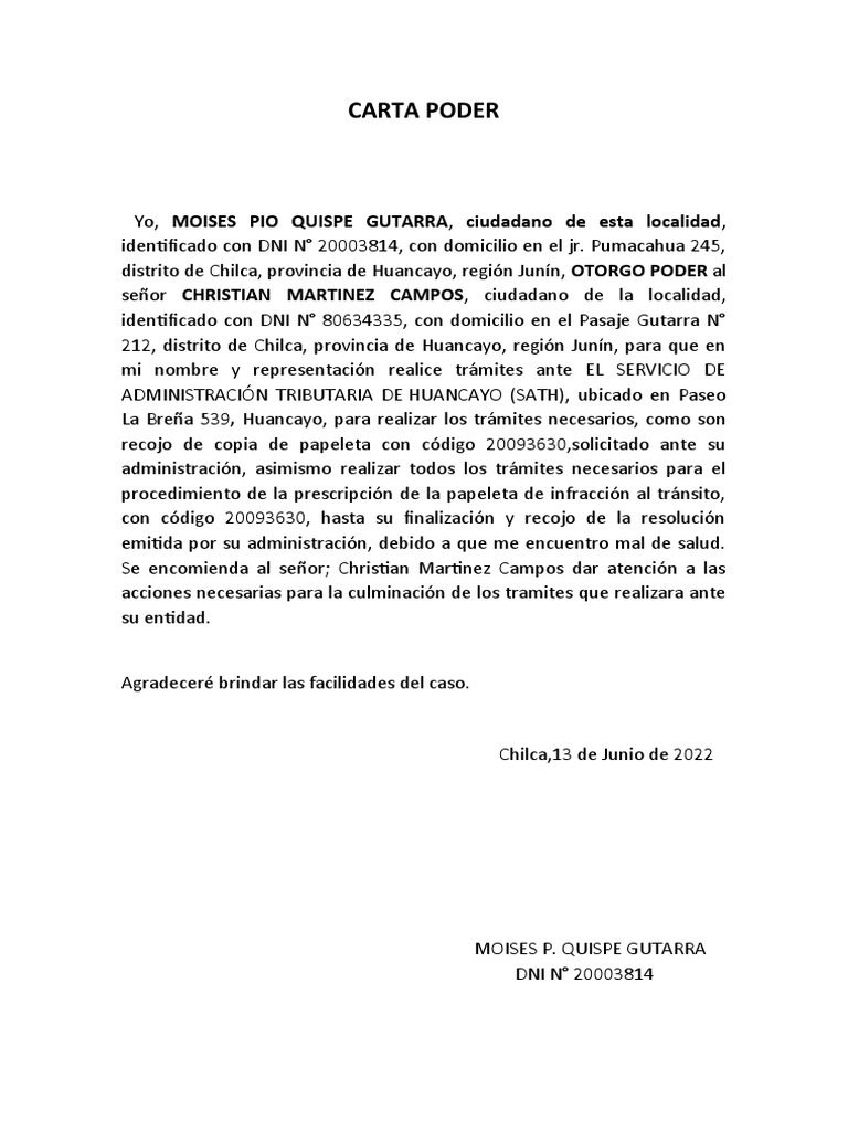 Carta Poder de Moises | PDF