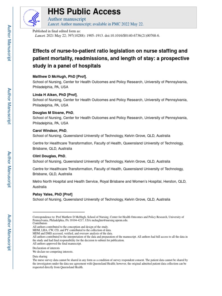 HHS Public Access | PDF | Nursing | Hospital