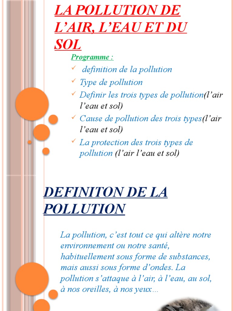 La Pollution de L'air, L'eau Et Du Sol | PDF | la pollution | Pollution ...