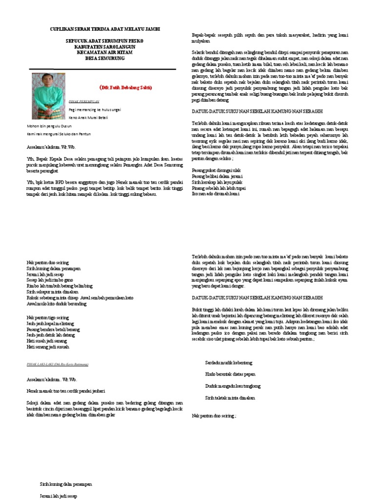 Cuplikan Serah Terima Adat Melayu Jambi 2018 | PDF