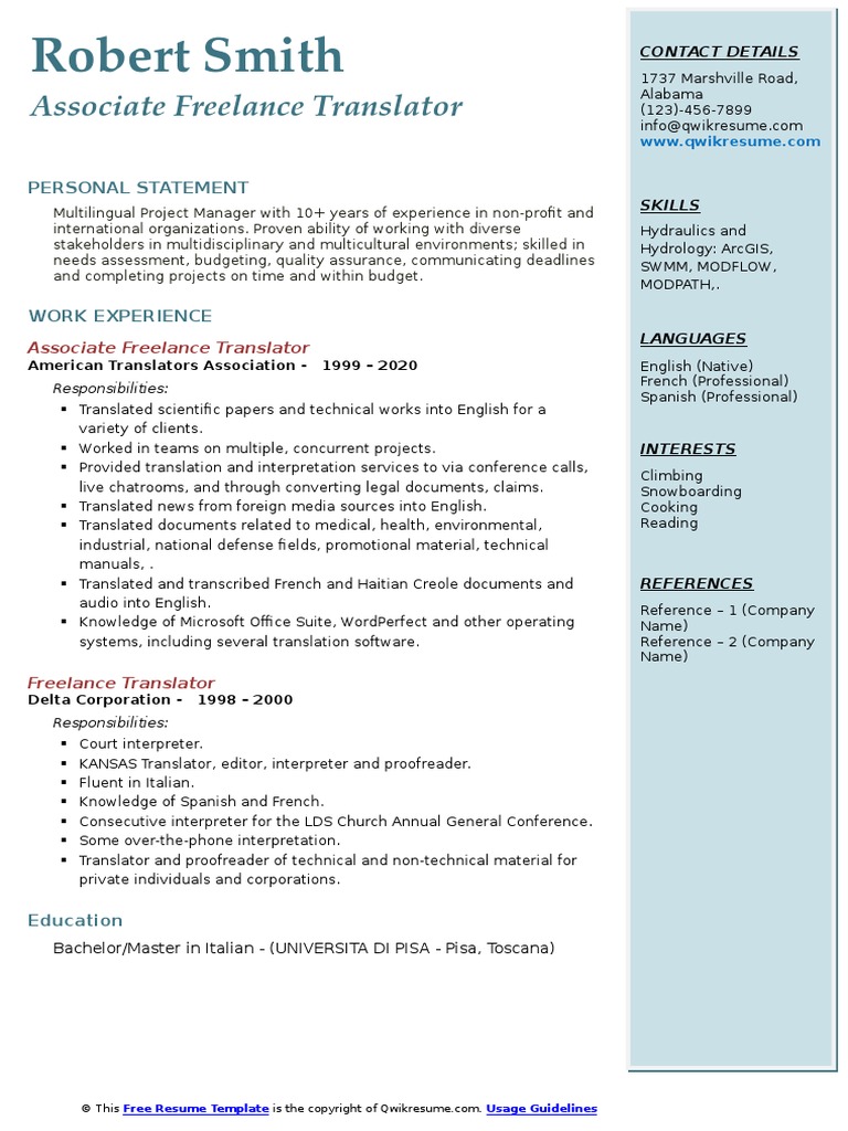 Freelance Translator 1591599789 | PDF | Language Interpretation ...