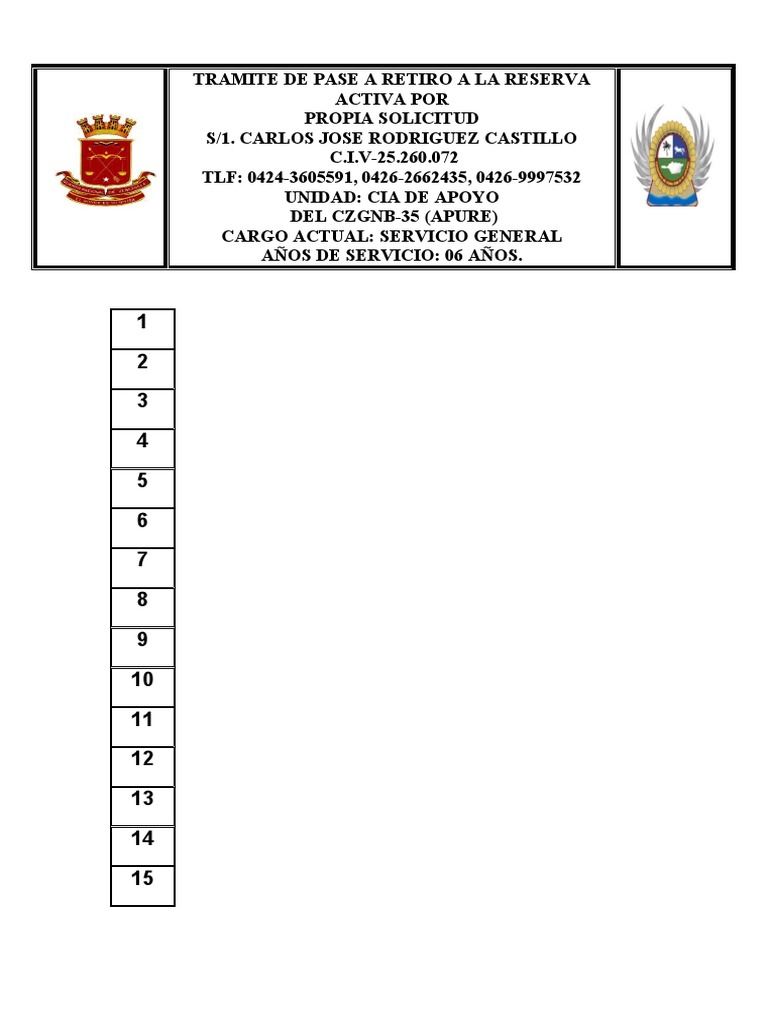 For. Baj S1. Carlos Jose Rodriguez Castillo, C.i.v-25.260.072 | PDF ...