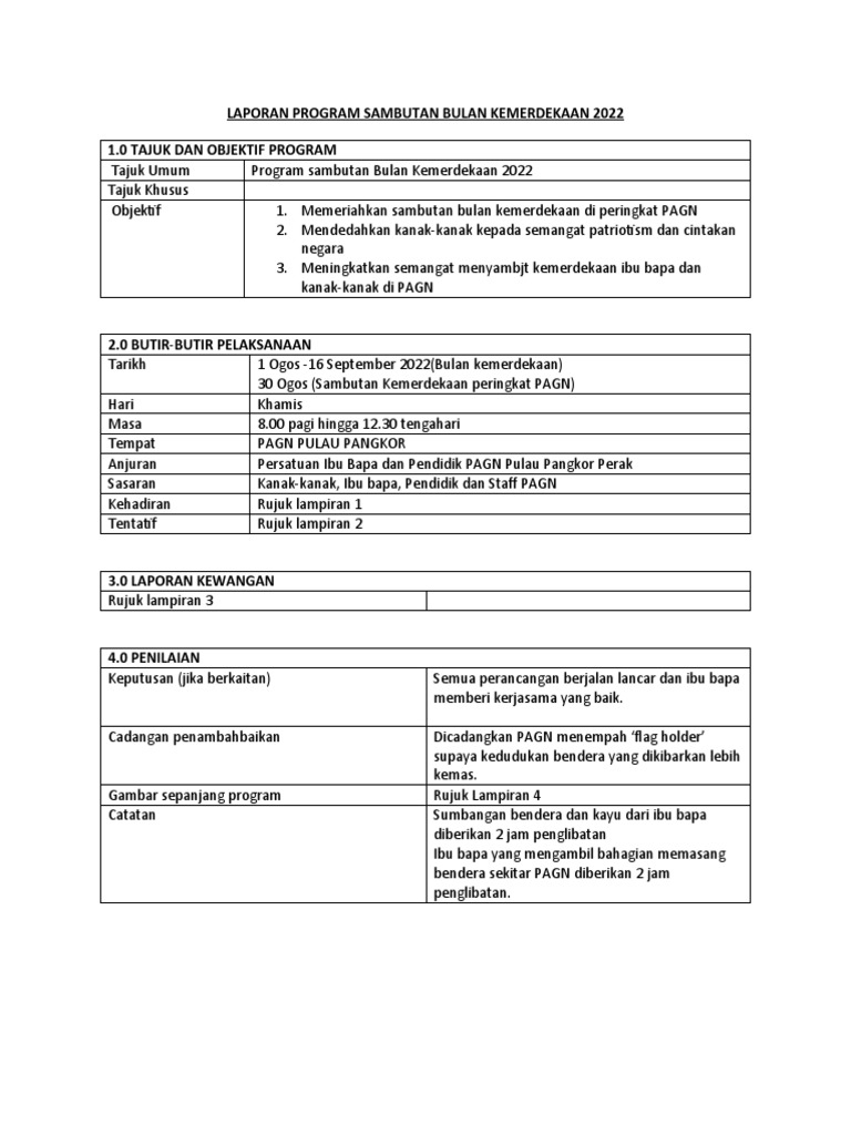 Laporan Program Sambutan Kemerdekaan | PDF