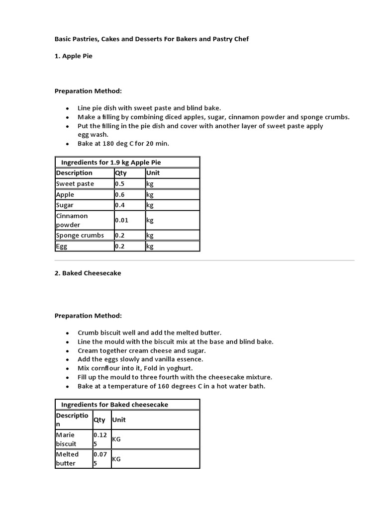 Apple Pie and Dessert Recipes Guide | PDF | Cakes | Custard
