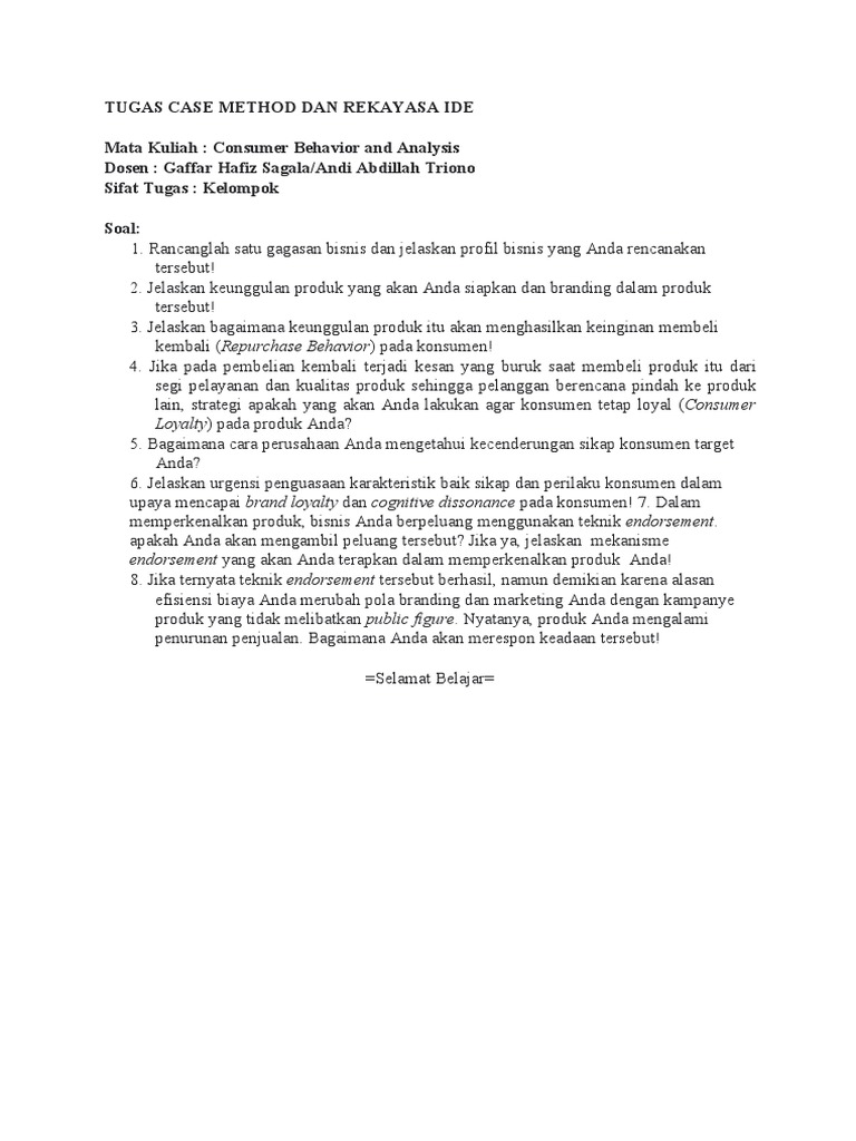 Tugas Case Method Dan Rekayasa Ide | PDF