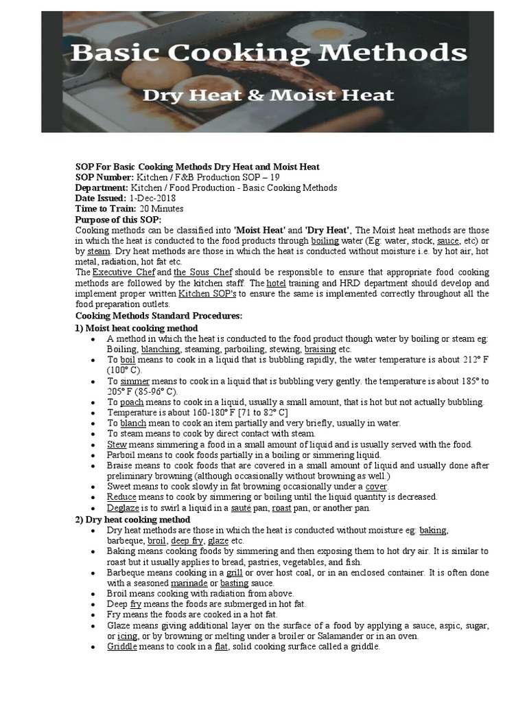 Cooking Methods Dry Heat and Moist Heat | PDF | Grilling | Cooking