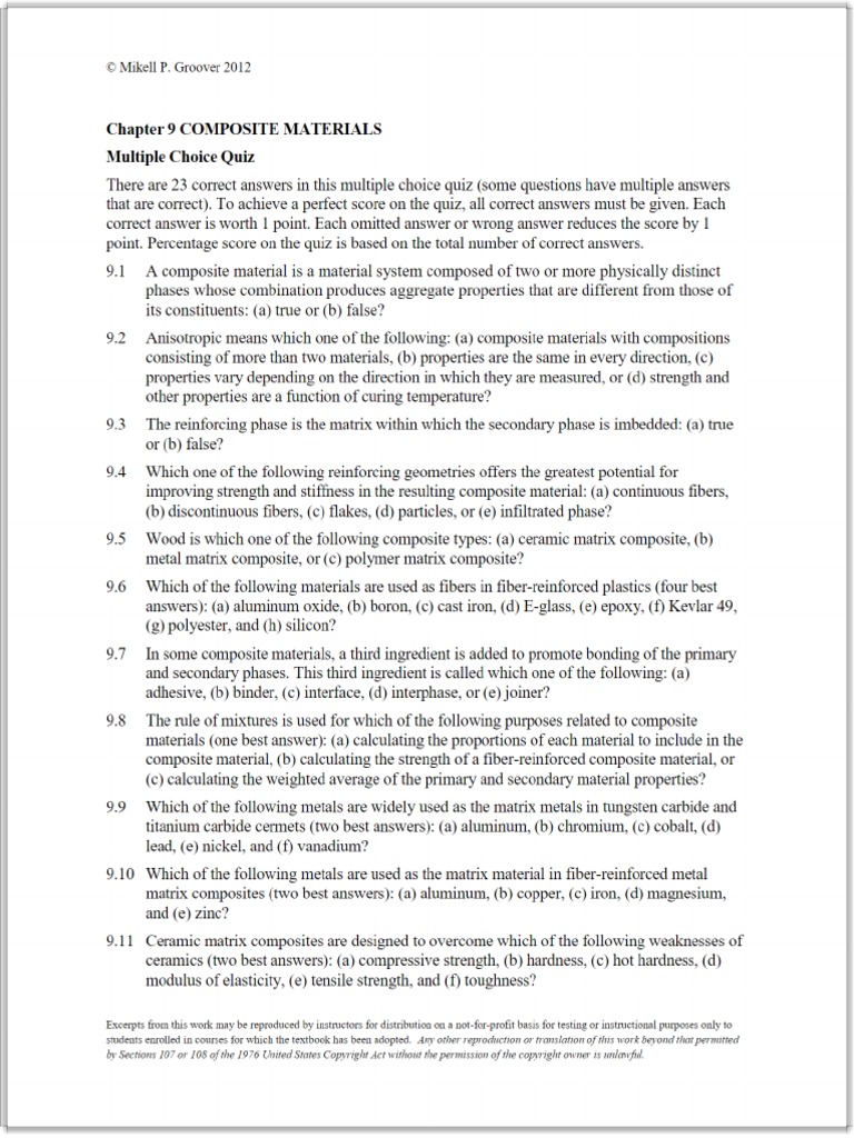 Mikell P Groover 2012 Chapter 9 Composite Materials PDF | PDF