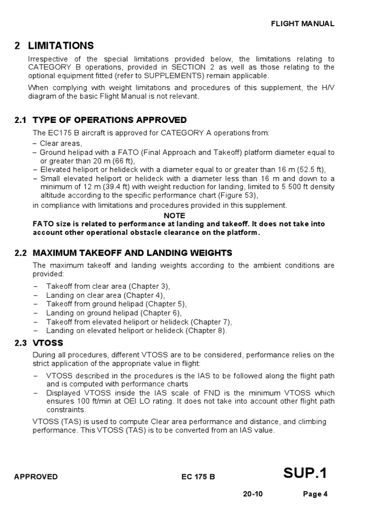 Flight Manual H175 162 - 2-LIMITATIONS | Download Free PDF | Takeoff ...