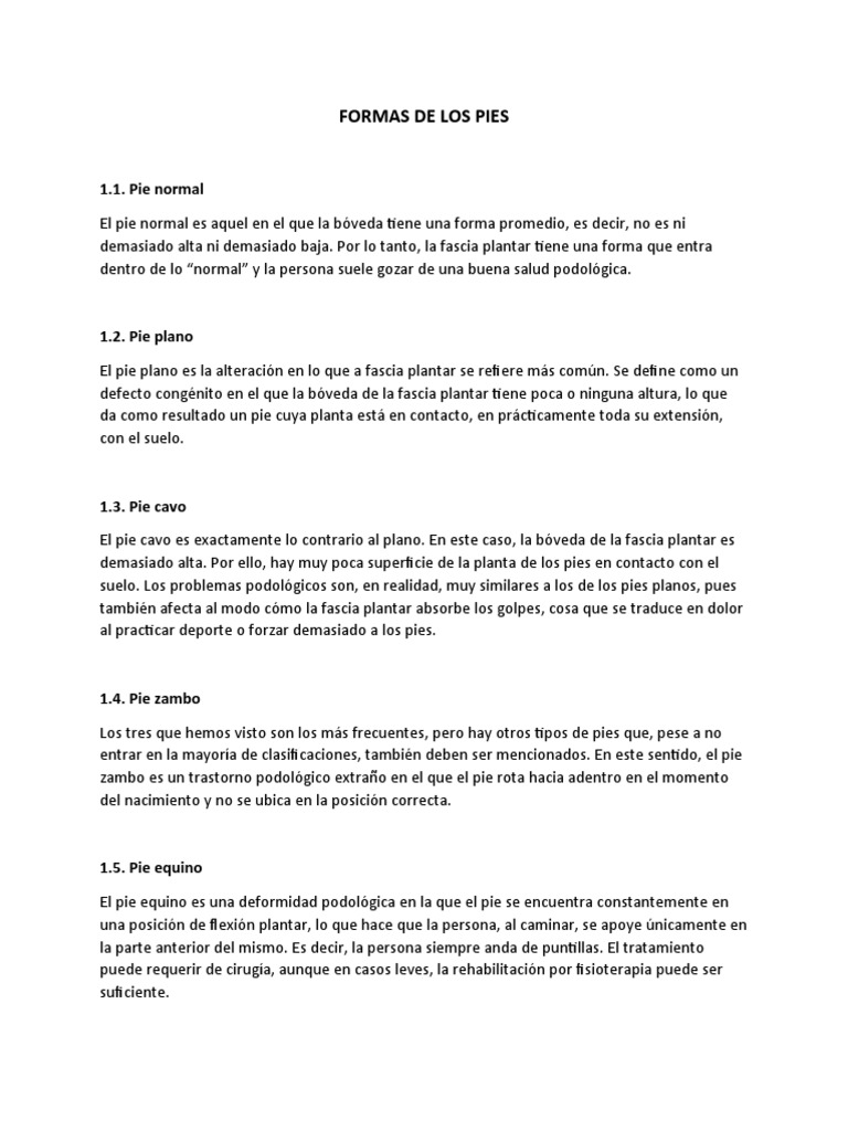 Tipos y formas de los pies humanos | PDF | Pie | Enfermedades y ...