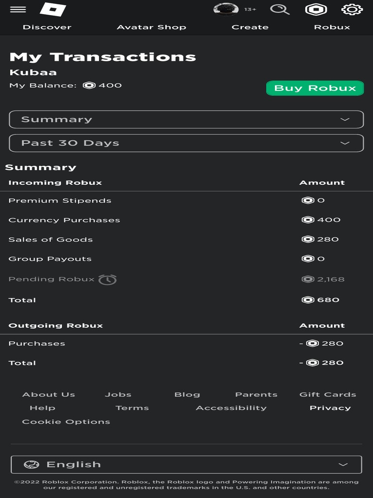 My Transactions - Roblox | PDF