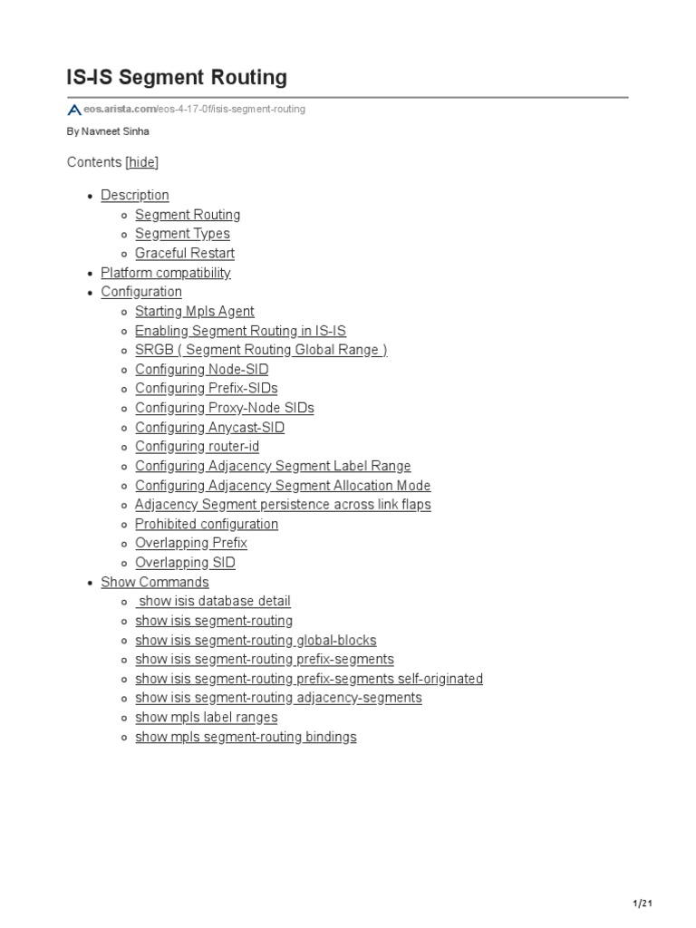 Is Is Segment Routing Pdf Networking Multiprotocol Label Switching
