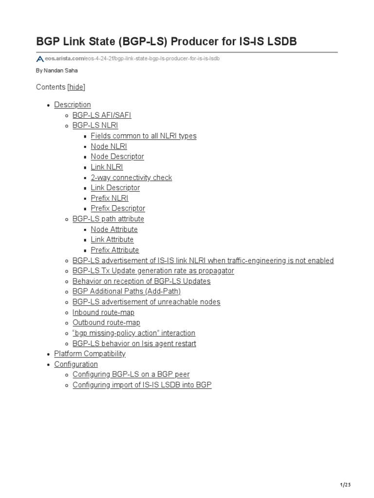 BGP Link State BGP-LS Producer For Is-Is LSDB | PDF | I Pv6 | Networking