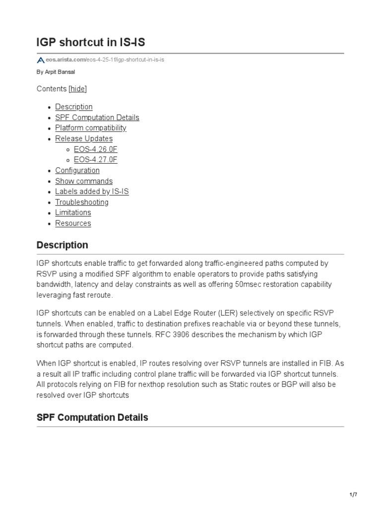 IGP Shortcut in Is-Is | PDF | Networking | Multiprotocol Label Switching