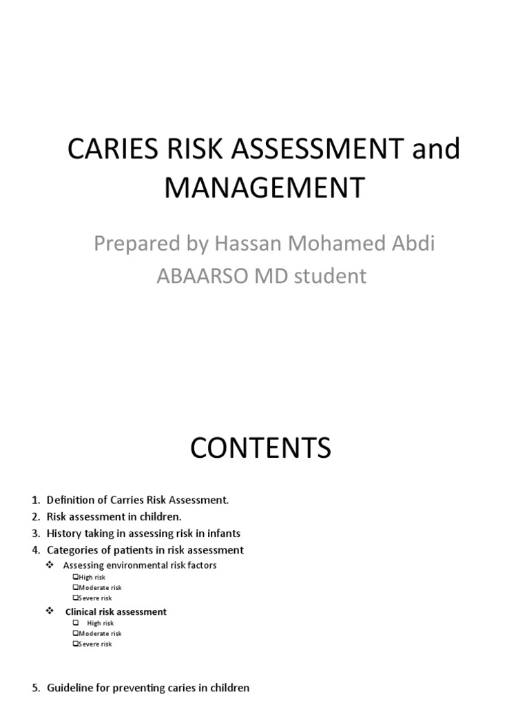 Pediatric Caries Risk Assessment Guide | PDF | Oral Hygiene | Health ...