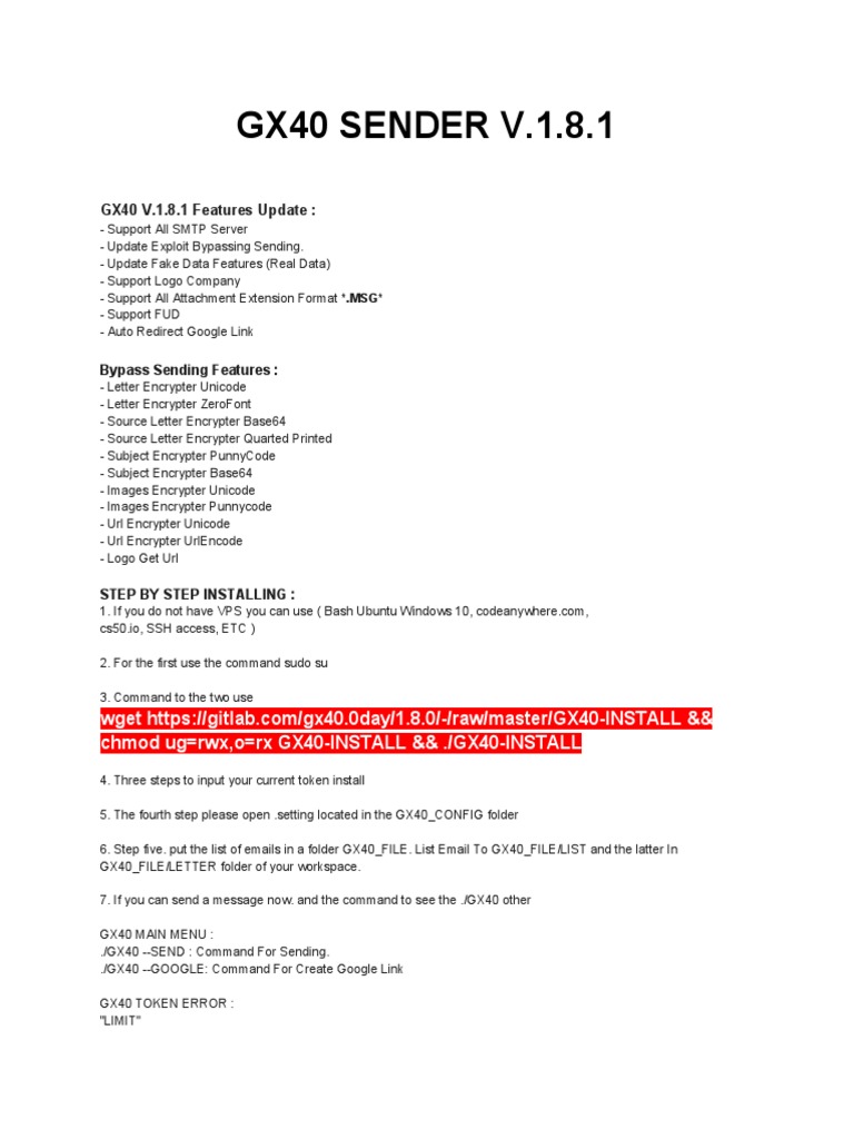 GX40 Sender V.1.8.1 | PDF