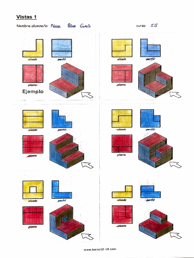 Ejercicios de Alzado, Planta y Perfil | PDF