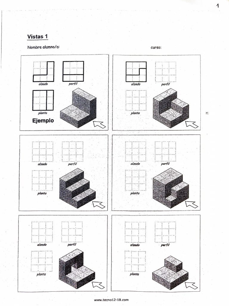 Ejercicios Alzado, Planta y Perfil | PDF
