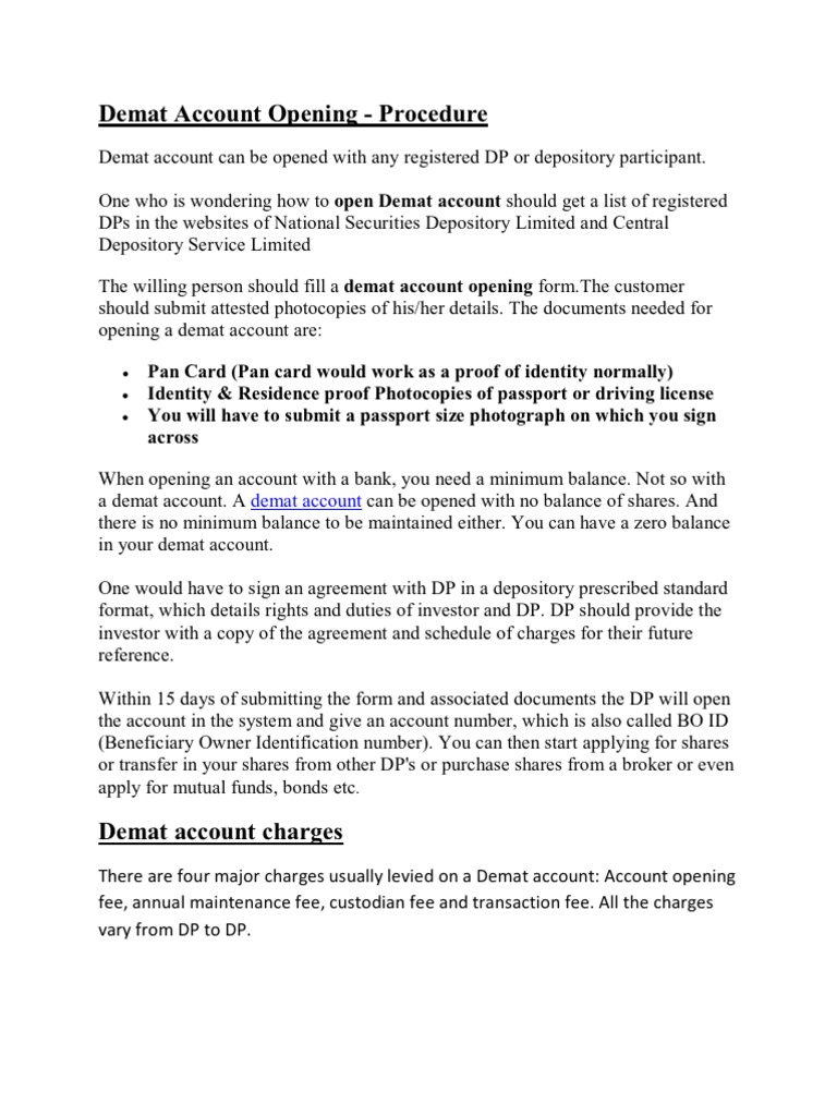 Demat Account Opening | PDF | Money | Economic Institutions