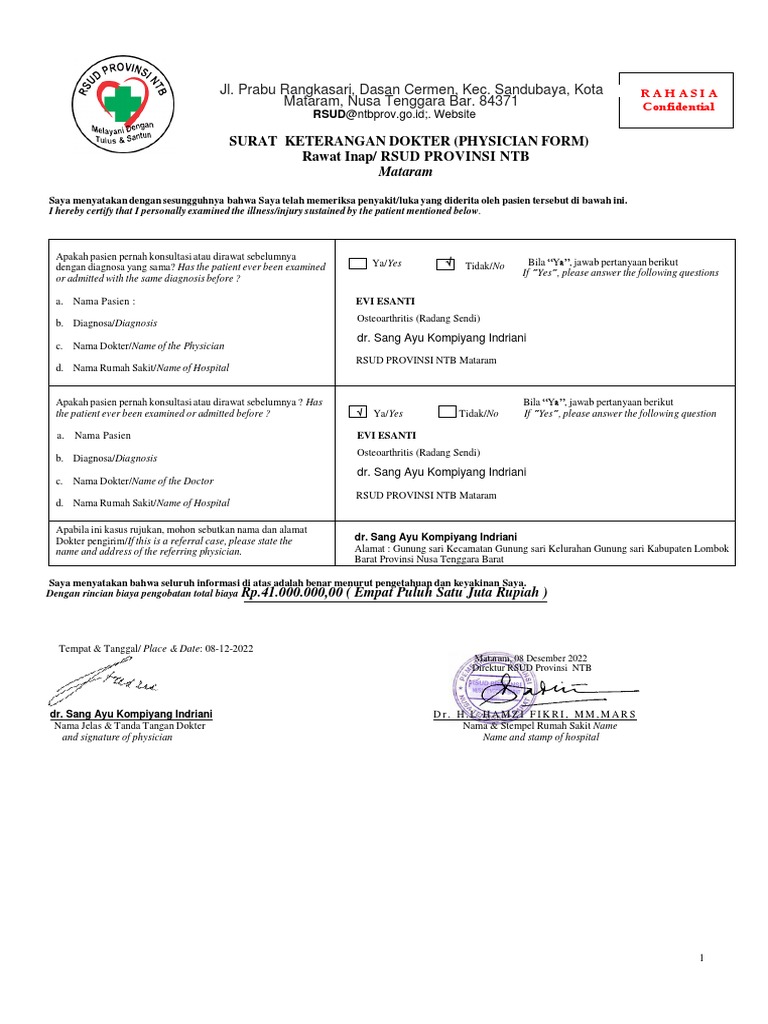 Surat Keterangan Sakit | PDF