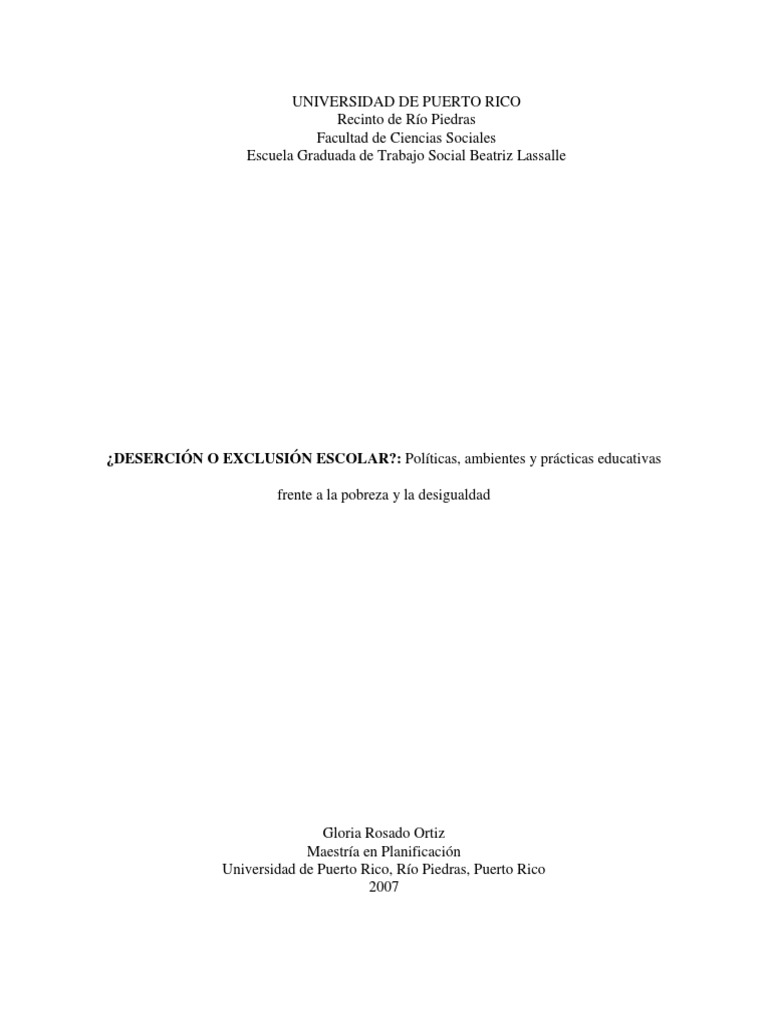 2017 - Deserción o Exclusión Escolar | PDF | Desigualdad económica ...