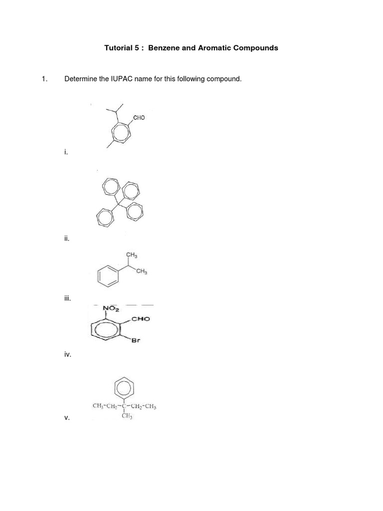 Aromatic Compounds: Naming, Drawing Structures, Reactions of Benzene ...