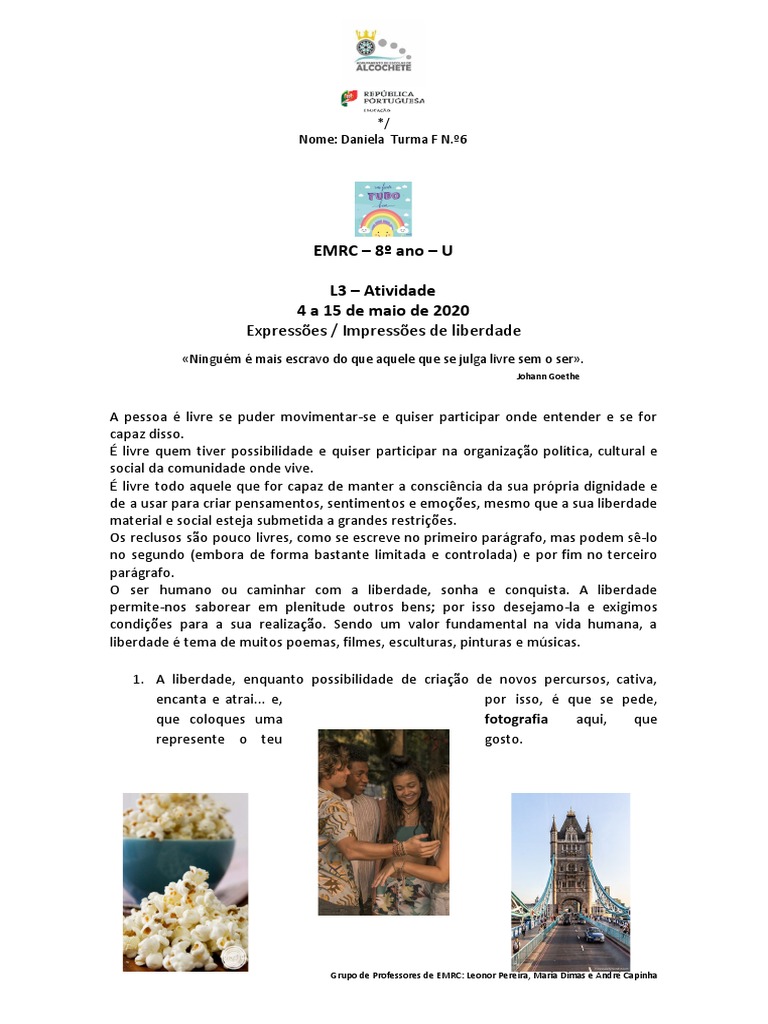 EMRC - AEA - 8º Ano - 2 Quinzena UL3 (04 A 15.05.2020) | PDF