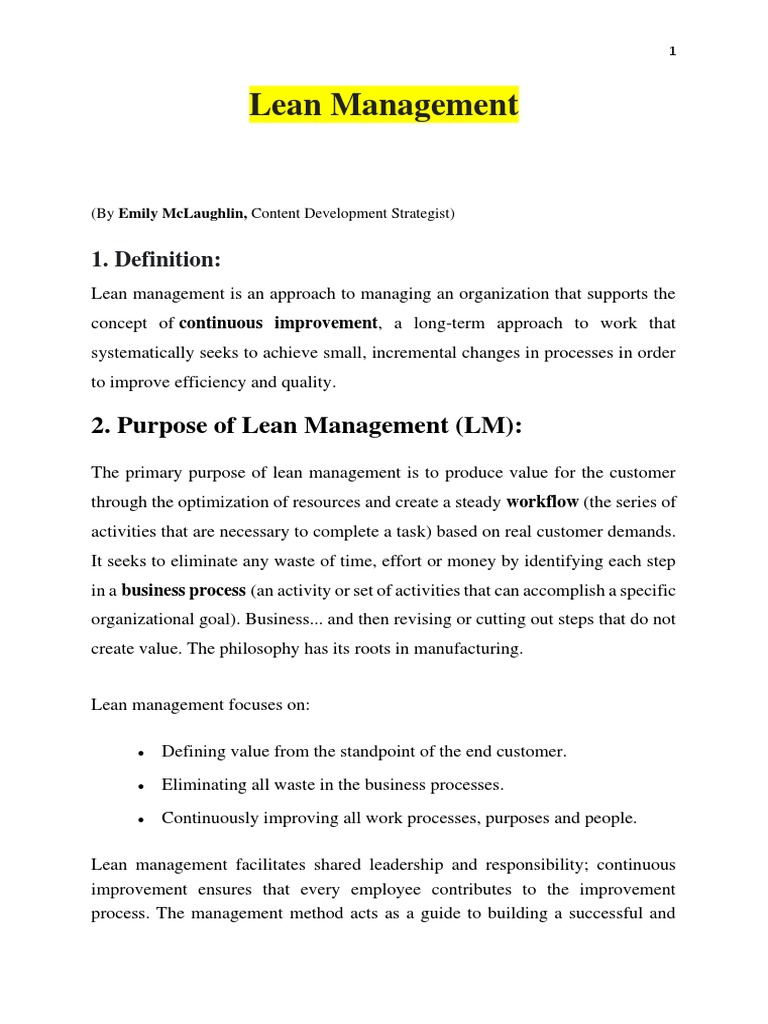 Lean Management | PDF | Lean Manufacturing | Business Process