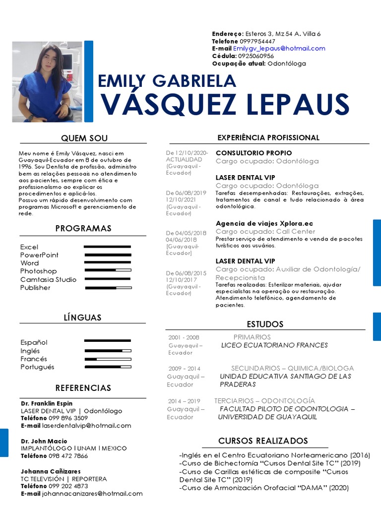CV Brasil Od. Emily Vasquez | PDF
