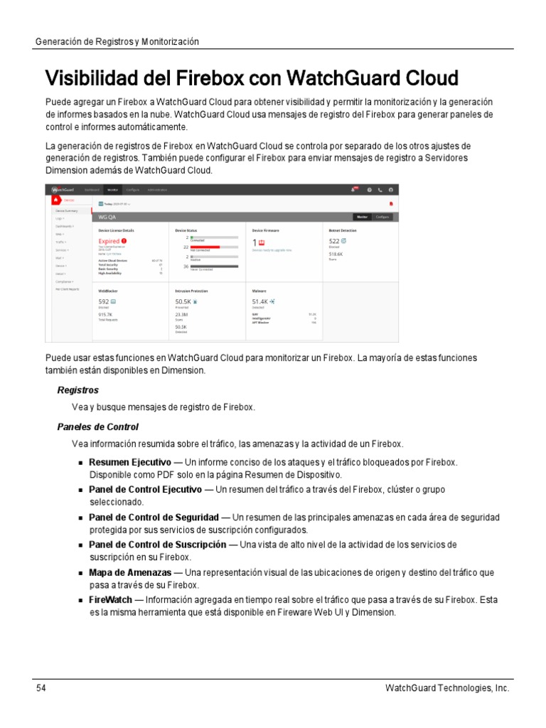 Monitorización Firebox con WatchGuard | PDF | Cortafuegos (informática) | Red de computadoras