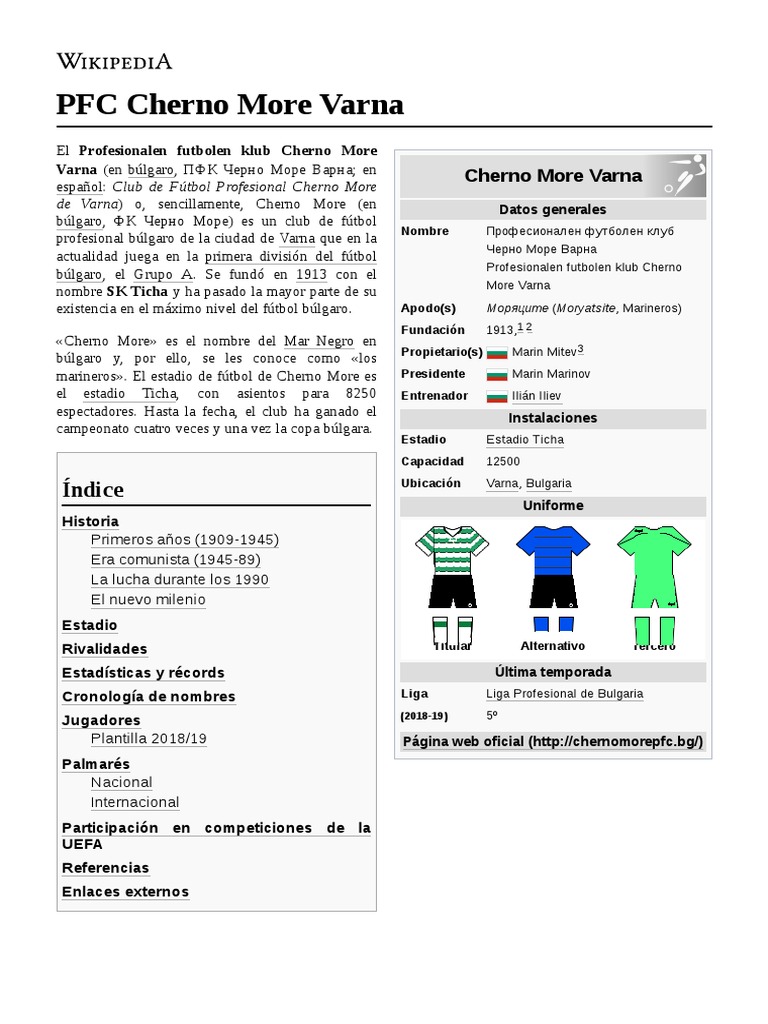 PFC Cherno More Varna | PDF