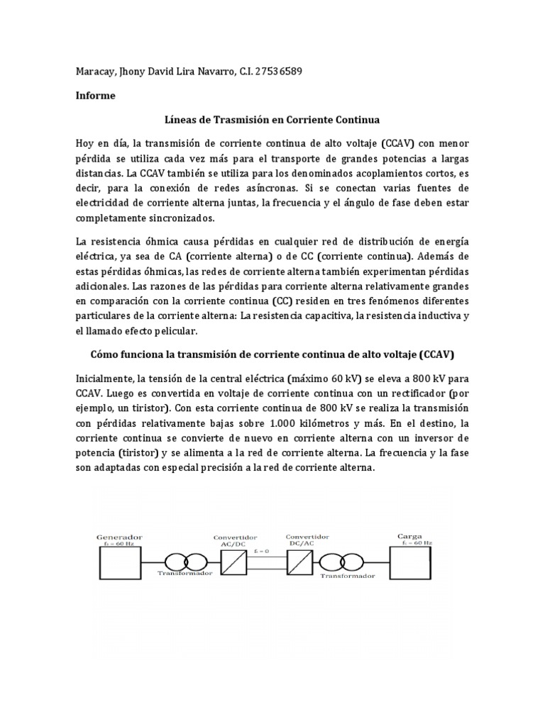 Informe V | PDF | Corriente eléctrica | Transmisión de energía eléctrica
