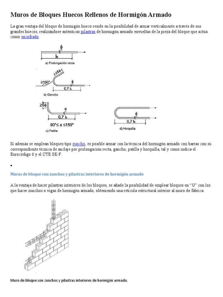 Muros de Bloques Huecos Rellenos de Hormigón Armado | PDF | Albañilería ...