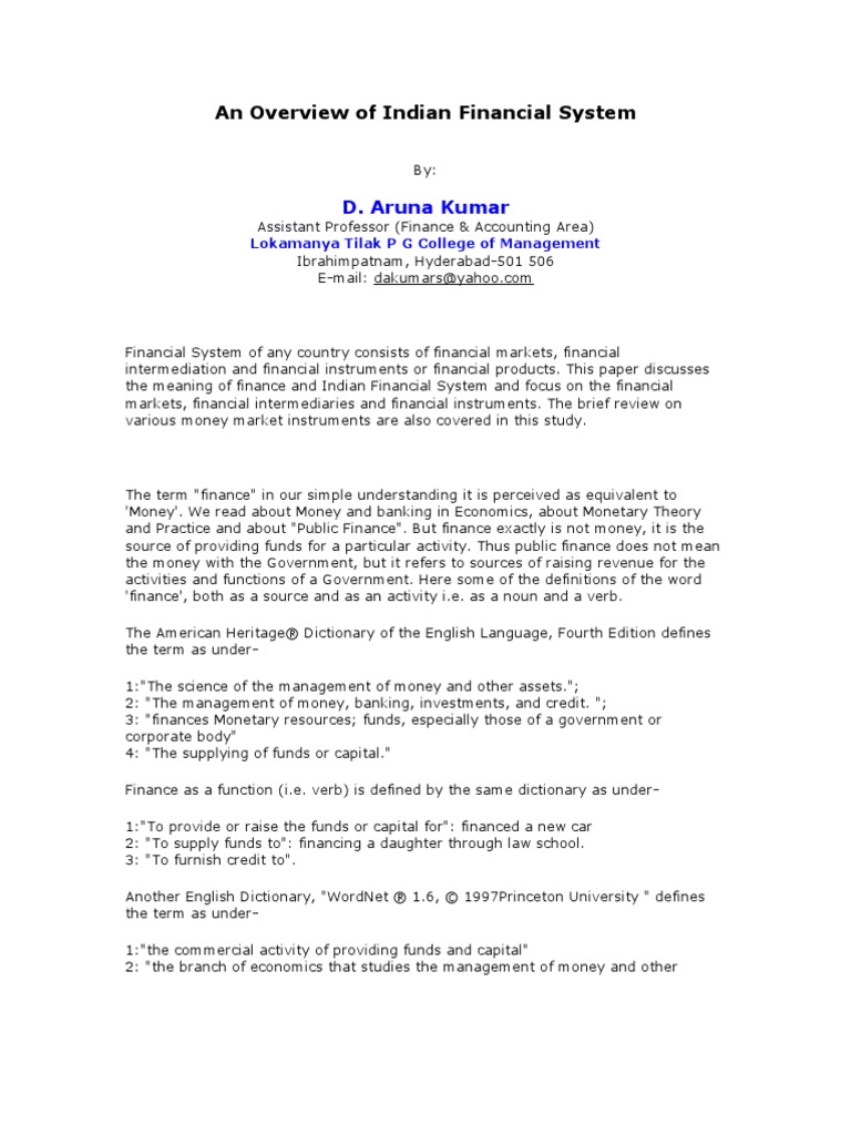 Indian Financial System Explained | PDF | Financial Markets | Capital ...