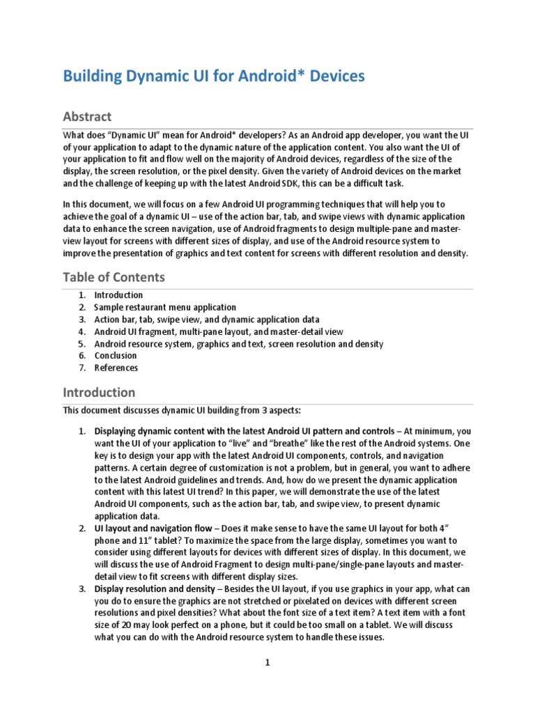 Building Dynamic Ui For Android Devices Pdf Android Operating System Mobile App