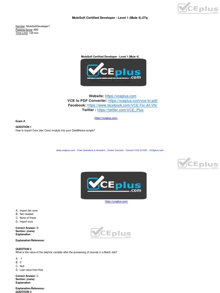 Mulesoft - Actualtests.mulesoft Certified Developer Level 1.v2019!11!01 ...