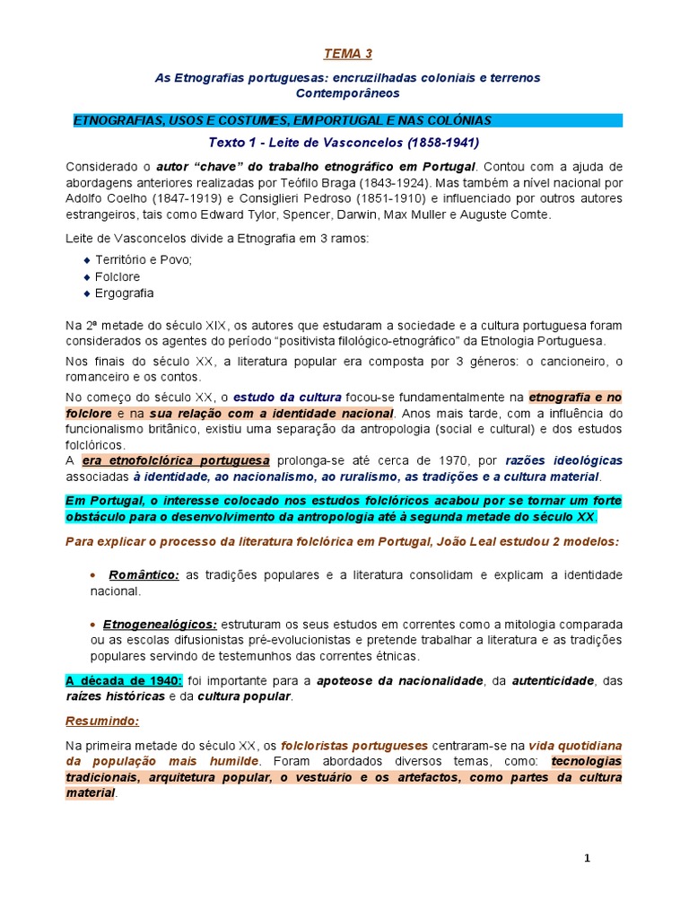 Resumo - Tema 3 | PDF | Antropologia | Etnografia