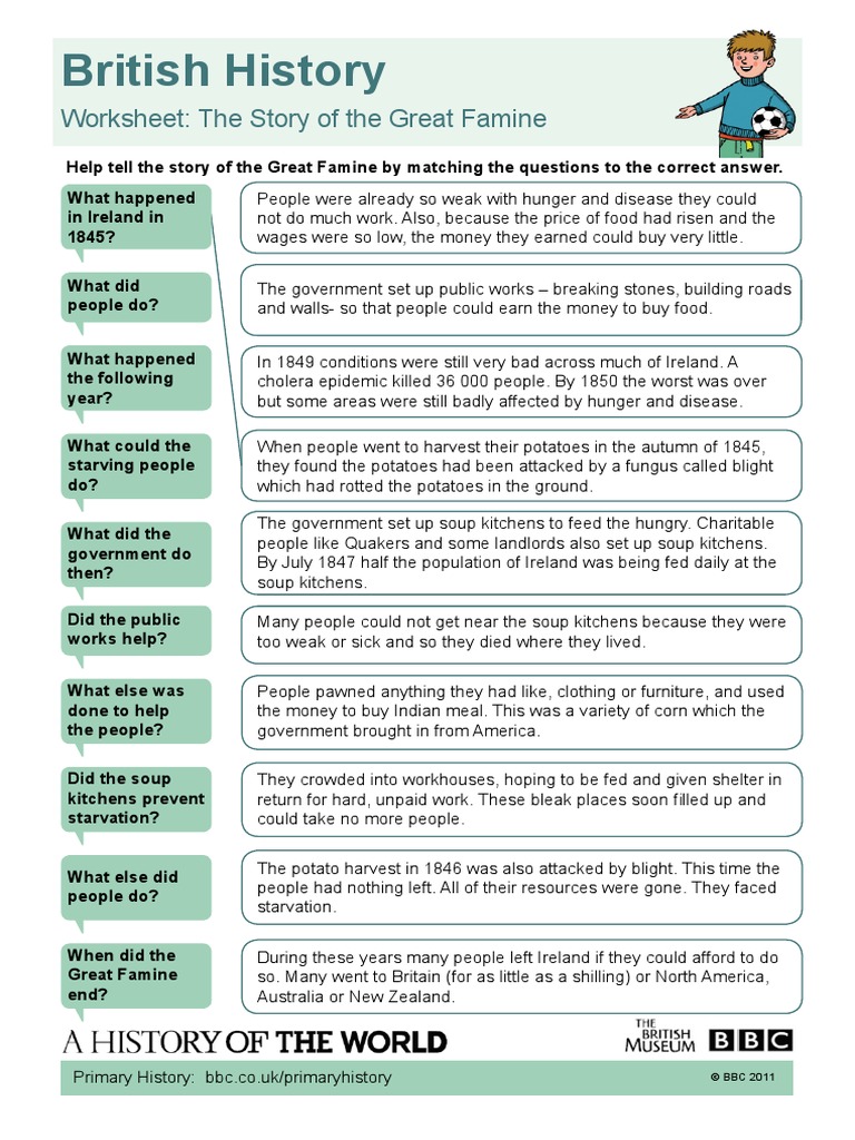 British History: Worksheet: The Story of The Great Famine | PDF | Great ...