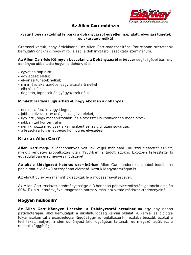Allen Carr Tajekoztato2015 | PDF
